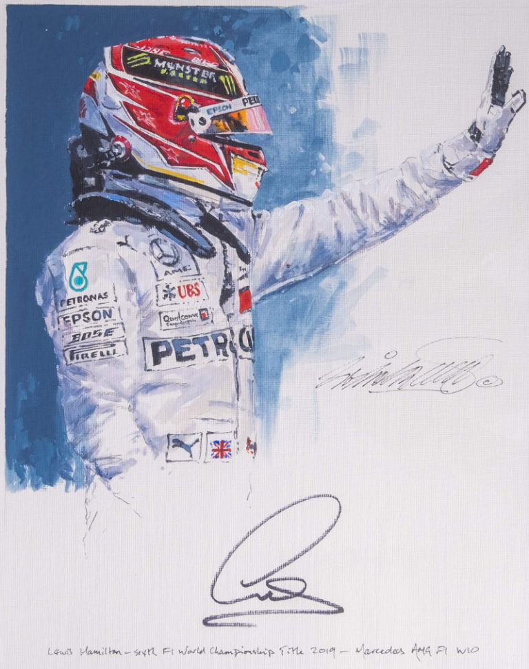 Lewis Hamilton 2019 Autographed Painting | Freck's Auto Art